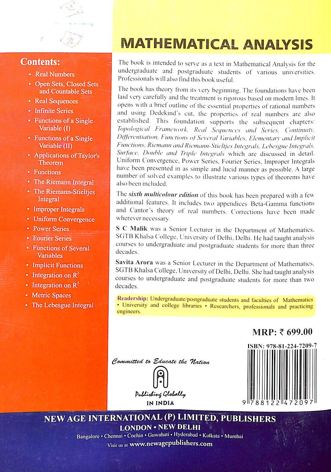 Mathematical Analysis - Bharatiya Book Corporation